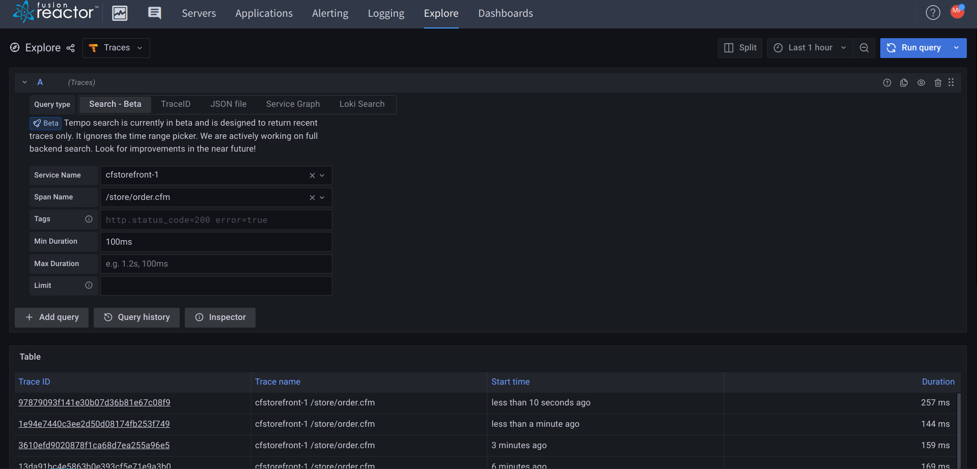 Explore - FusionReactor Documentation